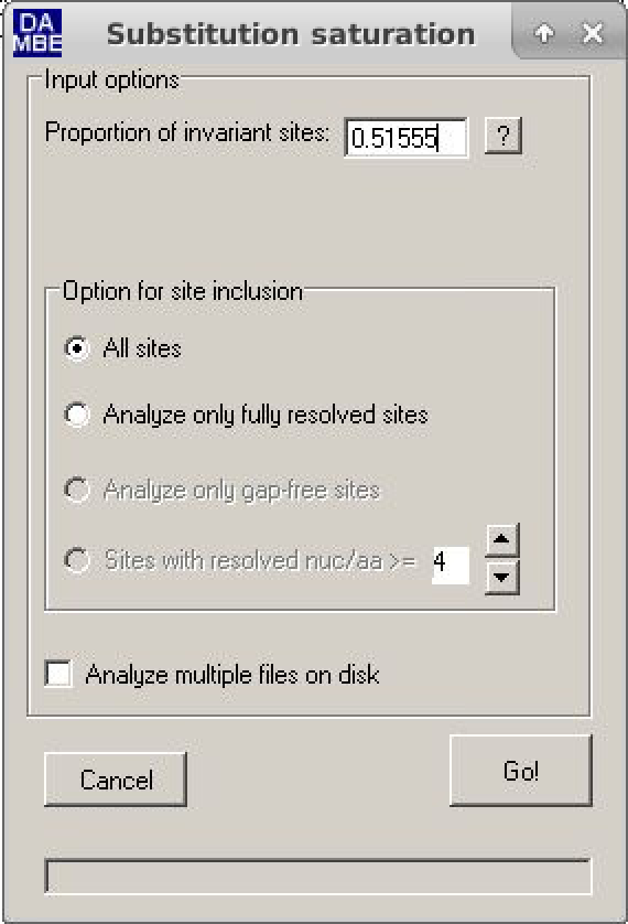 Analysis of Substitution Saturation - UChile - Modulo Comparative Genomics