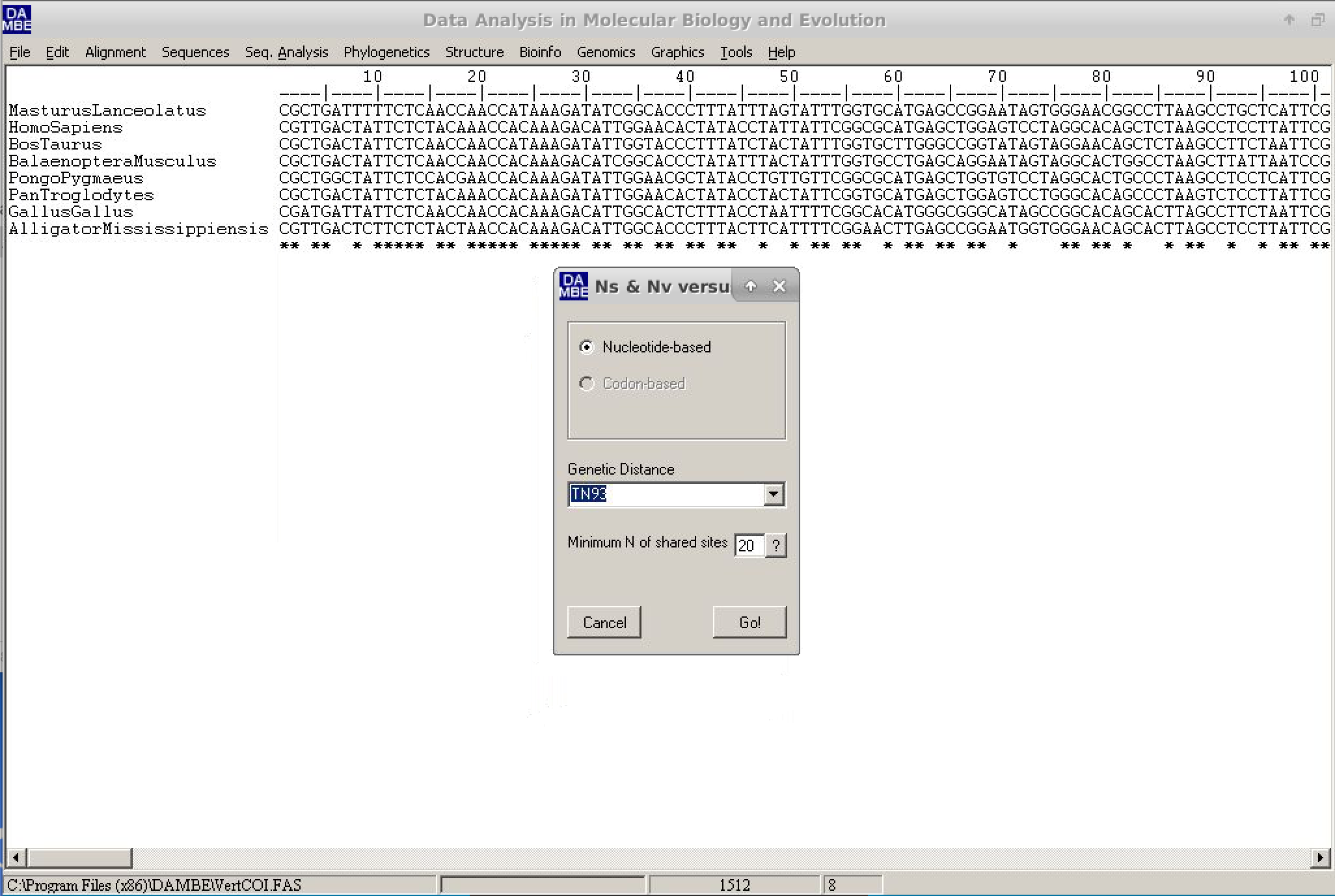 Analysis of Substitution Saturation - UChile - Modulo Comparative Genomics